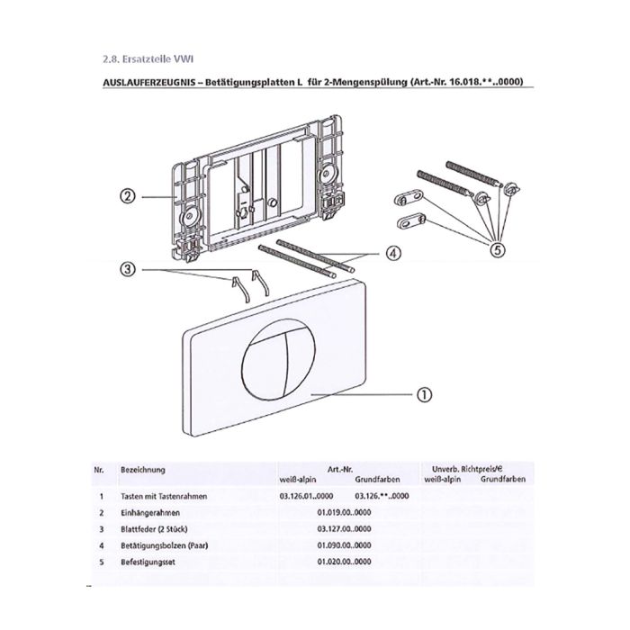 WC-Betätigungsplatte weiss (338 x 196mm) SANIT