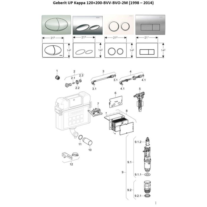 Geberit Unterputzspülkasten Kappa (U200), Betätigung von oben / vorne ...