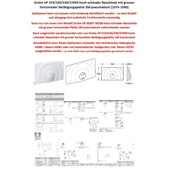Grohe UP 319/320/330/37049-pneumatisch-2M mit grosser horizontaler ...